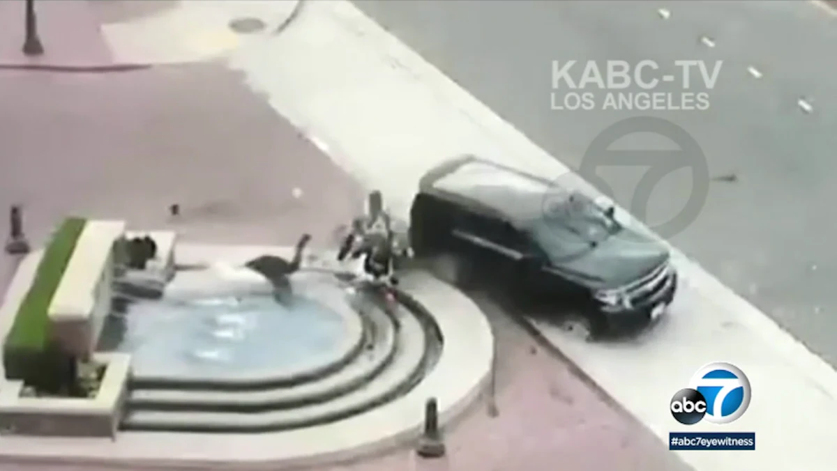 Video: Vehicle Crashes into LAPD Officer, Launches Him into Fountain ...