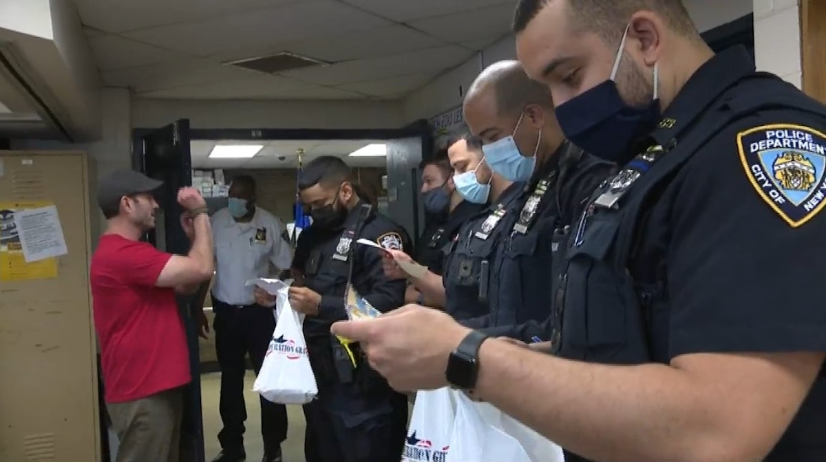 Police Supporters Give Gift Packages to NYPD Officers in Brooklyn ...